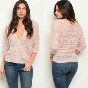 Tops | Bogo Free Blush Surplice Knitted Top | Poshmark